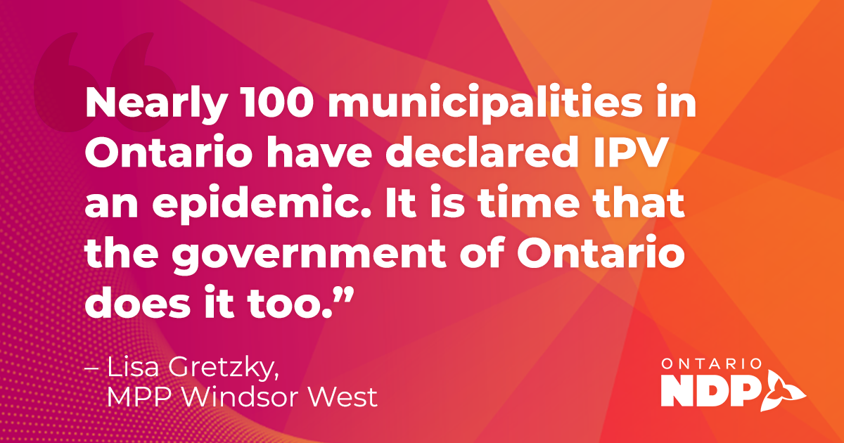 MPP Gretzky renews call for declaration of Intimate Partner Violence ...